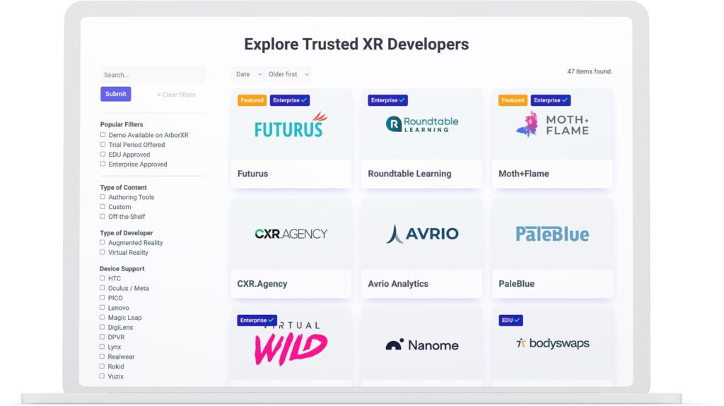Introducing the ArborXR Directory: Find AR and VR Developers in Your industry - ArborXR